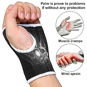 JUSDIQIR Palm Brace Wrist Support Sleeves (1 Pair), Everyday Use Wrist Brace, Compression Carpal Tunnel for Wrist Pain Relief, Fitness Gloves, Sports Glove, Wrist Brace for Men and Women (M, Black)