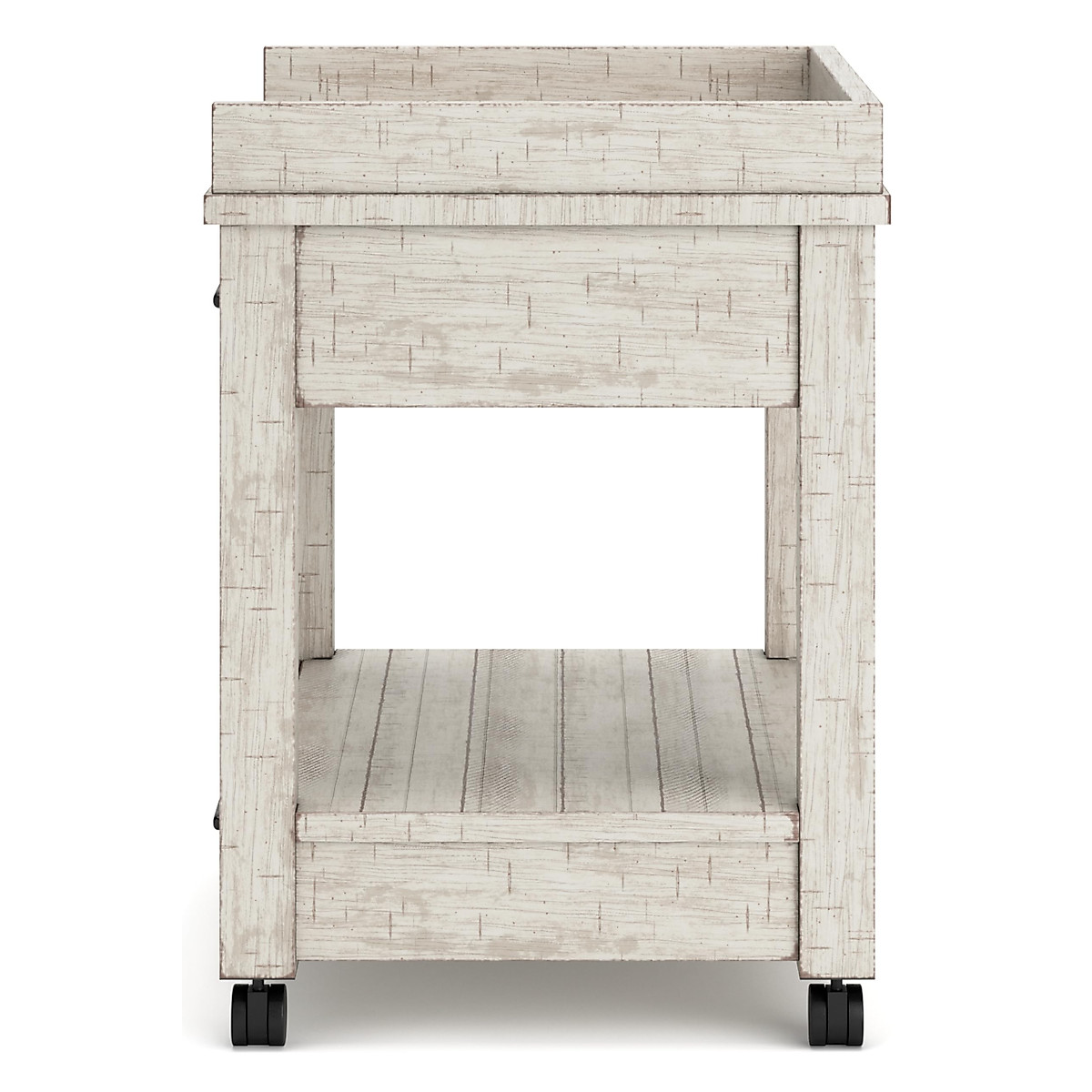 Signature Design by Ashley Carynhurst Rustic Farmhouse Printer Stand with Casters, Whitewash