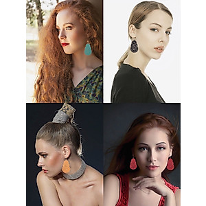 HAFILO 12 pairs of colorful hollow lightweight dangle earrings Bohemian Boho Style Danglers Dangling Eardrop Hypoallergenic Earrings for Women fashion