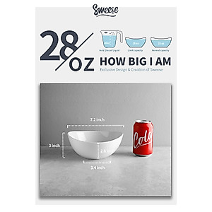 Sweese 18 Ounce Cereal Bowls & 28 Ounce Pasta Bowls Set of 6