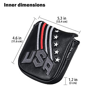 BIG TEETH Golf Putter Cover Square Half Heel Shaft Mallet Putter Head Covers USA Stripe and Star Fit for Most Brand Golf Putters (Square Mallet Putter Cover)