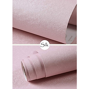 Cohoo Home Silk Pink Peel and Stick Wallpaper Self Adhesive Removable Pink Wallpaper Stick and Peel Pink Wall Paper Pink Contact Paper for Cabinets Bedroom Drawer Liner Wall Sticker 15.7" ×118"