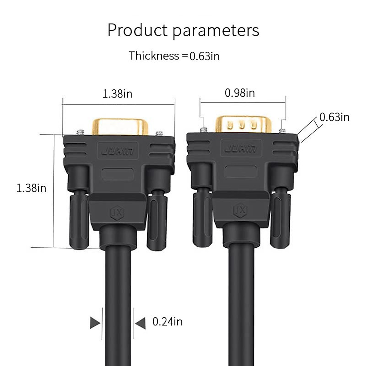 JUXINICE Copper Wire Db9 Extension Serial Cable Male to Female,Double Shielded with foil & Metal Braided,Gold Plated D-SUB 9 Pin Serial Cable RS232/RS485 Cable-Black 10ft