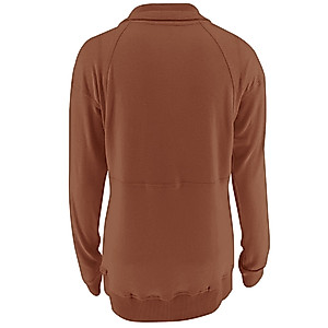 Peacameo Women's Lapel Zipper Sweatshirts Long Sleeve Loose Drawstring Pullover Tops with Pockets Army Green