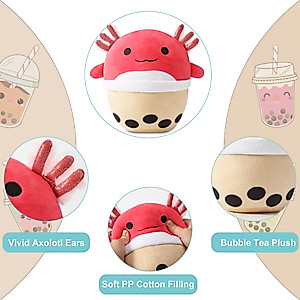 Axolotl Boba Plush, 10" Cute Axolotl Boba Stuffed Animal Toy Bubble Tea Plushie Doll Pillow for Kids Gift, Boys and Girls Party Favor Home Decoration