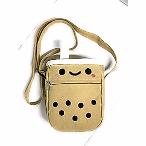Cute Boba Milk Tea Crossbody Bag (BEIGE/TAN)