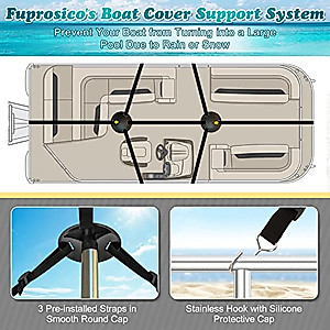 Fuprosico Pontoon Boat Cover Support System, Adjustable Telescopic Boat Cover Support Poles 2 Pack for Pontoon, Jon Boat, V Hull Boat with Webbing Straps and Weight Bag