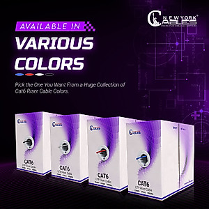 NewYork Cables Cat 6 Cable 1000ft – Cat6 Riser (CMR) - 4 Pair UTP Solid Conductor - 23 AWG 550 MHz, 1 GBit/s High Speed Quality Tested Bulk Ethernet Cable (Blue)