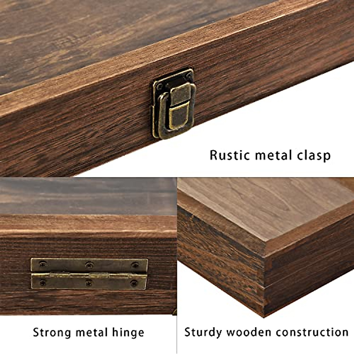 MOOCA Wooden Jewelry display case with Tempered Glass Top Lid, Brown Color