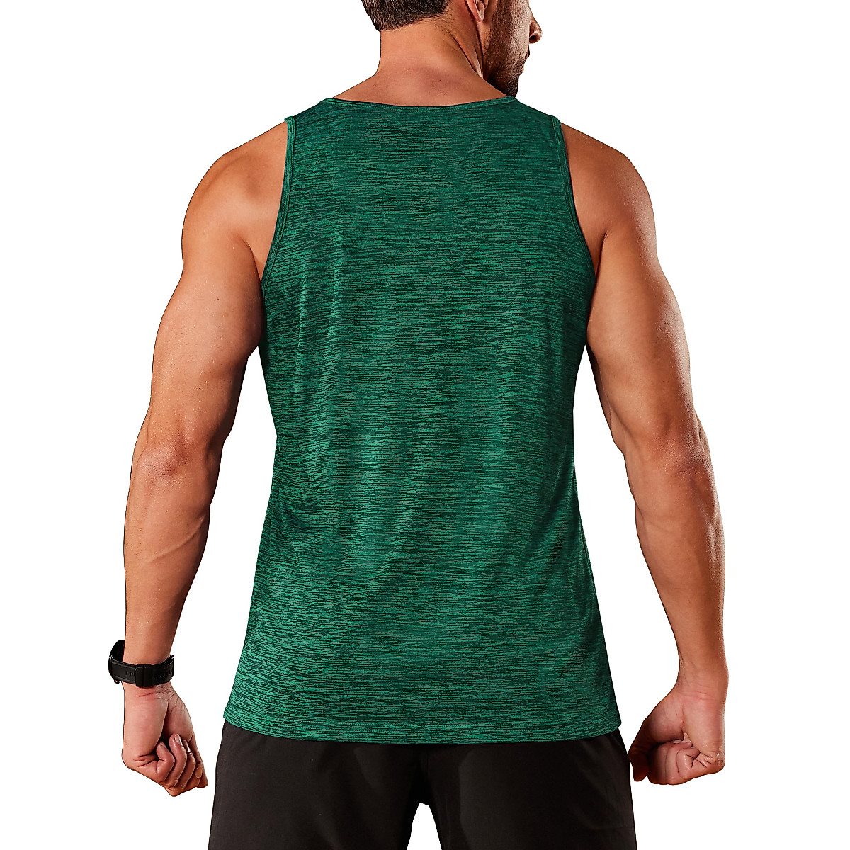 TACVASEN Dry Fit Tank Top Men Loose Fit Sleeveless Muscle T-Shirts Moisture Wicking Gym Workout Tank Top Bodybuilding Shirts Emerald Green L