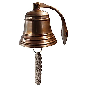 4" Solid Antique Brass Bell Quality Marine Wall Mounted Ship Hanging Bell Perfect for Dinner, Indoor, Outdoor, School, Bar, Reception, Last Order & Church by The Metal Magician