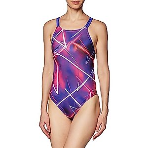Speedo Women's Standard Swimsuit One Piece Endurance Fixed Back Double Strap, Late Night Neon, 34