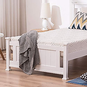 Bonnlo White Twin Bed Frame with Headboard,Modern Wood Bed Single Bed for Adults, No Box Spring Needed Panel Bed, Wood Slat Support Mattress Foundation