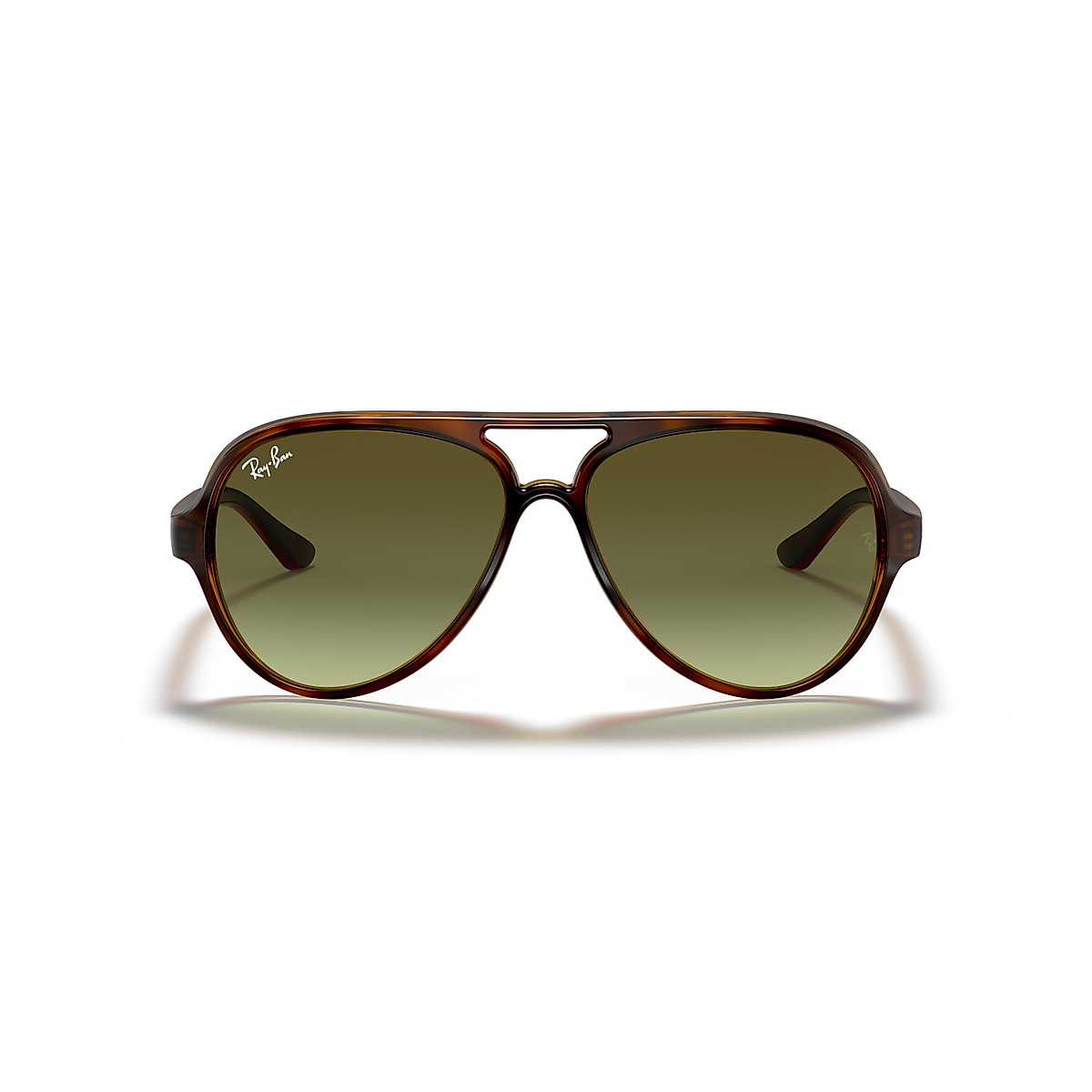 Ray-Ban RB4125 Cats 5000 Aviator Sunglasses, Light Havana/Green Gradient Brown, 59 mm + 0