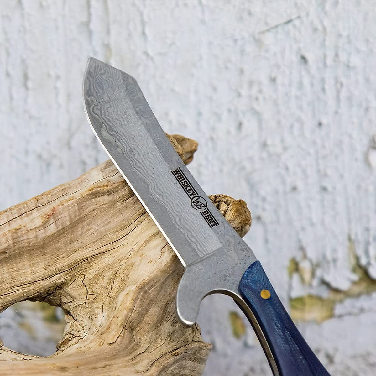 WHISKEY BENT HAT CO. Bullcutter Fixed Blade Knife 440C Stainless Steel 6" Blade w/Leather Sheath (Nightfall)