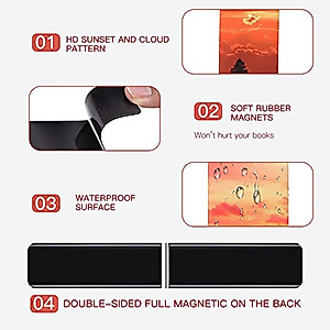 MWOOT 30Pcs Sunset and Cloud Magnetic Bookmarks, Magnet Page Markers Kit for Reading Lovers, Sky Magnetic Page Clips Marcapaginas Magnetico for Kids Students School Reading Supplies (15 Styles, 6x2CM)