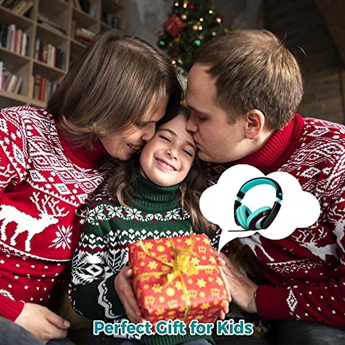 rockpapa Comfort+ Kids Headphones with Microphone, Boys Girls Student Over-Ear Headphones Wired for School Classroom Laptop PC Computer Tablet Black Teal