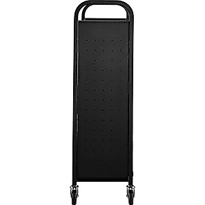 VEVOR Book Cart, 200lbs Library Cart, 30x14x49 Inch Rolling Book Cart Single Sided L-Shaped Flat Shelves with 4 Inch Lockable Wheels for Home Shelves Office and School Book Truck in Black