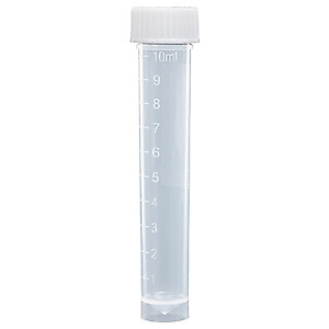 Globe Scientific 6102, Transport Tube, 10mL, with Separate White Screw Cap, PP, Conical Bottom, Self-Standing, Molded Graduations, CS/1000