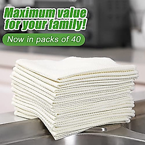 meekoo 40 Pcs Reusable Paper Towels Washable Paperless Paper Towels Highly Absorbent Reusable Kitchen Towels Kitchen Wash Cloths for Dishes Organic Cotton Napkins for Cleaning Bathroom, 10 x 12 Inch