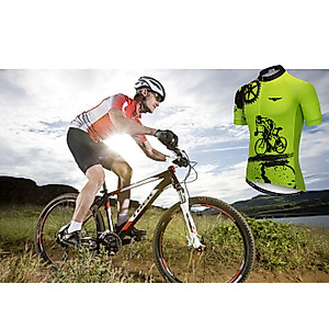JPOJPO Men's Cycling Jersey Bicycle Short Sleeved Bike Clothing,Quick-Dry Yellow