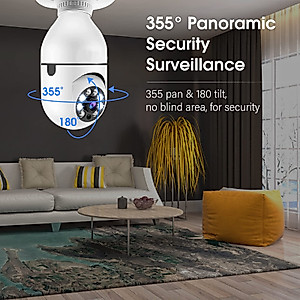 Yihoume Upgraded,Wireless Light Bulb Security Camera, 360°Panoramic 2K Surveillance Cam 2.4GHz Camera with Motion Detection Alarm Night Vision Two-Way-Talk Phone Remote View Indoor (2 Pack)