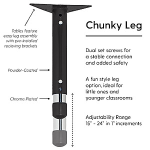 Factory Direct Partners 10157-DEBK Dry-Erase Rectangle Activity School and Classroom Kids Table (30" x 60"), Toddler Legs, Adjustable Height 15-24" - Whiteboard Top/Black Edge