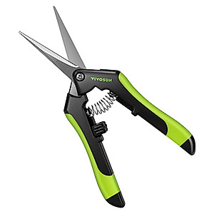 VIVOSUN Gardening Scissors 6.5 Inch Hand Pruner Pruning Shear with Straight Stainless Steel Blades, Black and Green