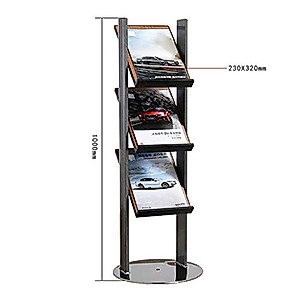Magazine Rack Creative Display Rack Advertising Propaganda Magazine Newspaper Rack Aluminum Alloy Detachable Floor Data Rack (Color : Black, Size : 23 * 32 * 100cm)