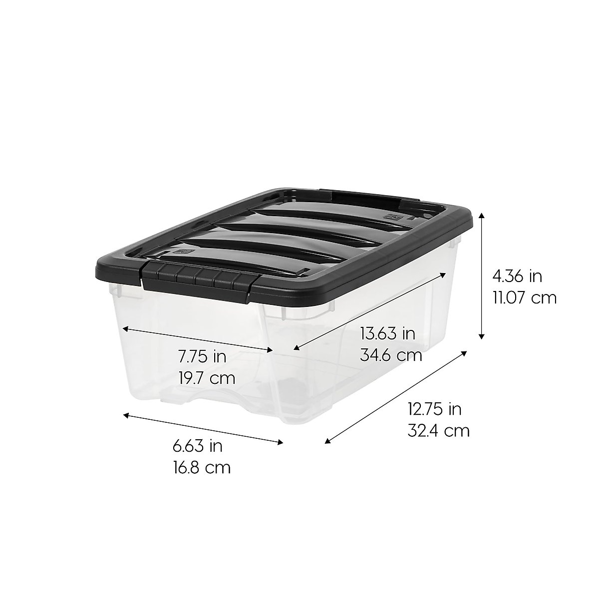 IRIS USA 6 Qt Stackable Plastic Storage Bins with Lids, 8 Pack - BPA-Free, Made in USA - See-Through Organizing Solution, Latches, Durable Nestable Containers, Secure Pull Handle - Clear/Black