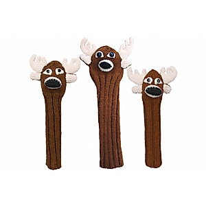 Sunfish Animal Knit Wool Golf Headcover Set Driver Fairway Hybrid Deer