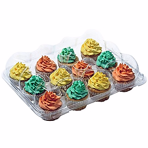 OccasionWise Premium Large Clear Cupcake Boxes with 12 Compartments | Durable Cup Cake Container/Holder to Keep Your Cupcakes or Muffins Delicious and Fresh Longer | Pack of 4