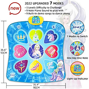 SUNLIN Dance Mat, Gifts Toys for Girls 3 4 5 6 7 8 Years Old, Frozen Theme Toys, Dance Pad with 7 Game Modes, 5 Challenge Levels, 9 Built-in Music, Birthday Gifts for Kids Ages 3-12