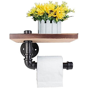 Libcflcc Paper Towel Dispenser Sturdy Vintage Industrial Style Bathroom Roll Tissue Stand Save Space Good Bearing Capacity Black Brown