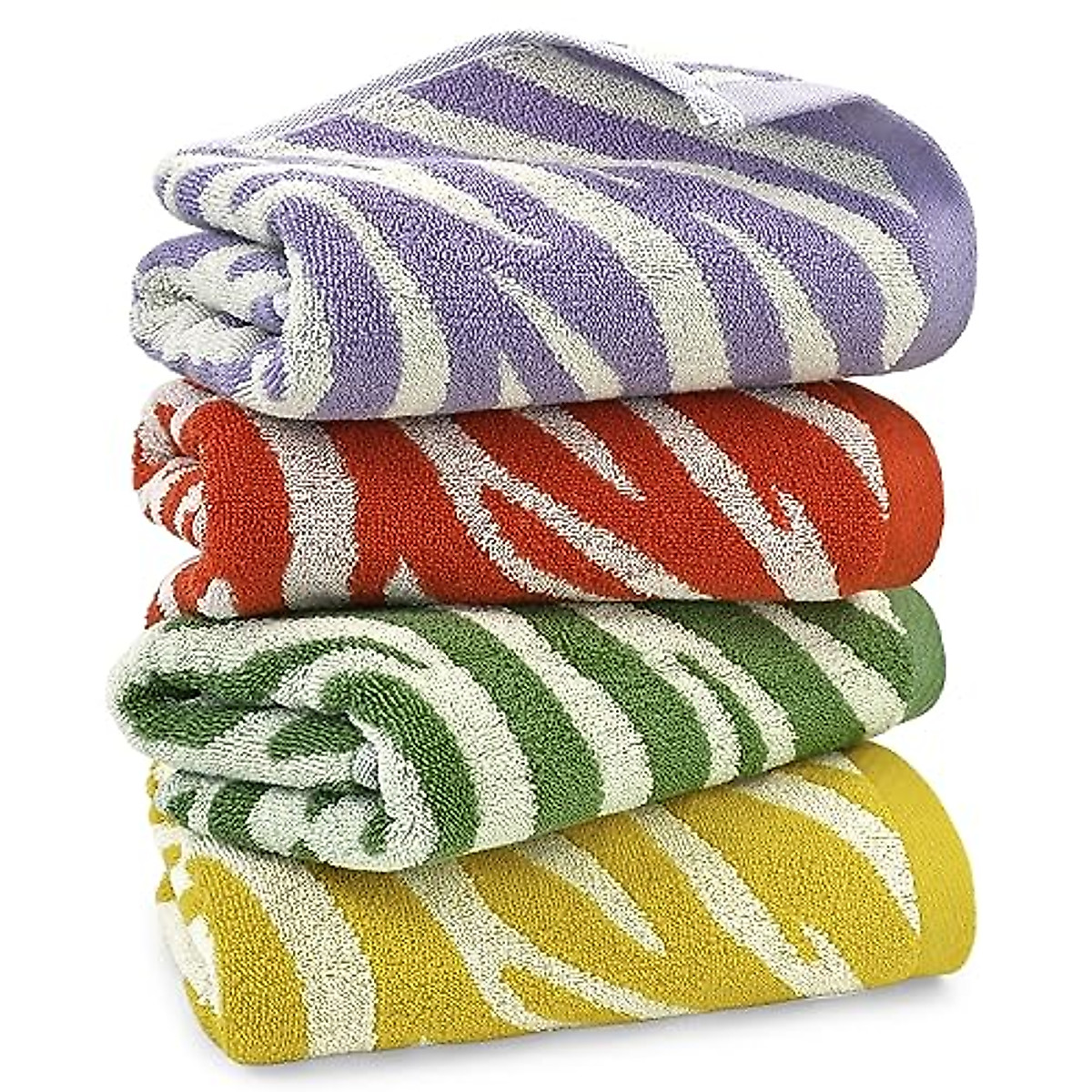 Jacquotha Zebra Stripe Hand Towels for Bathroom Kitchen Multicolored - Cotton Face Towels Hand Towel Set of 4, Cute Patterned Towel, 29” x 13”