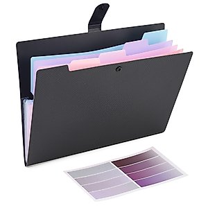 Maimis Expanding File Folder, 5 Pocket Cute Folders with Labels Letter Size Accordion File Organizer Portable Expandable File Folder for Documents Aesthetic Paper Organizer Folder for School Office