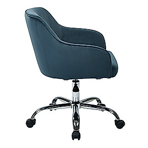 OSP Home Furnishings Bristol Adjustable Extra Plush Swivel Home Office Task Chair with Polished Chrome Base, Atlantic Blue Velvet