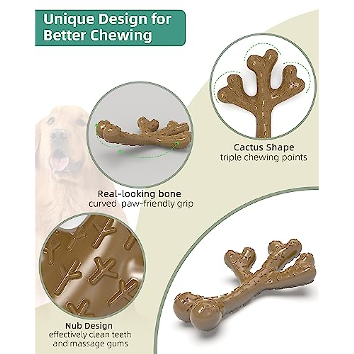 Boutiray Dog Chew Toy for Aggressive Chewers Real Bacon Flavor Nylon Bone Durable Sturdy Tough Dogs Toys Teething Cleaning Stick for Large Medium Breeds