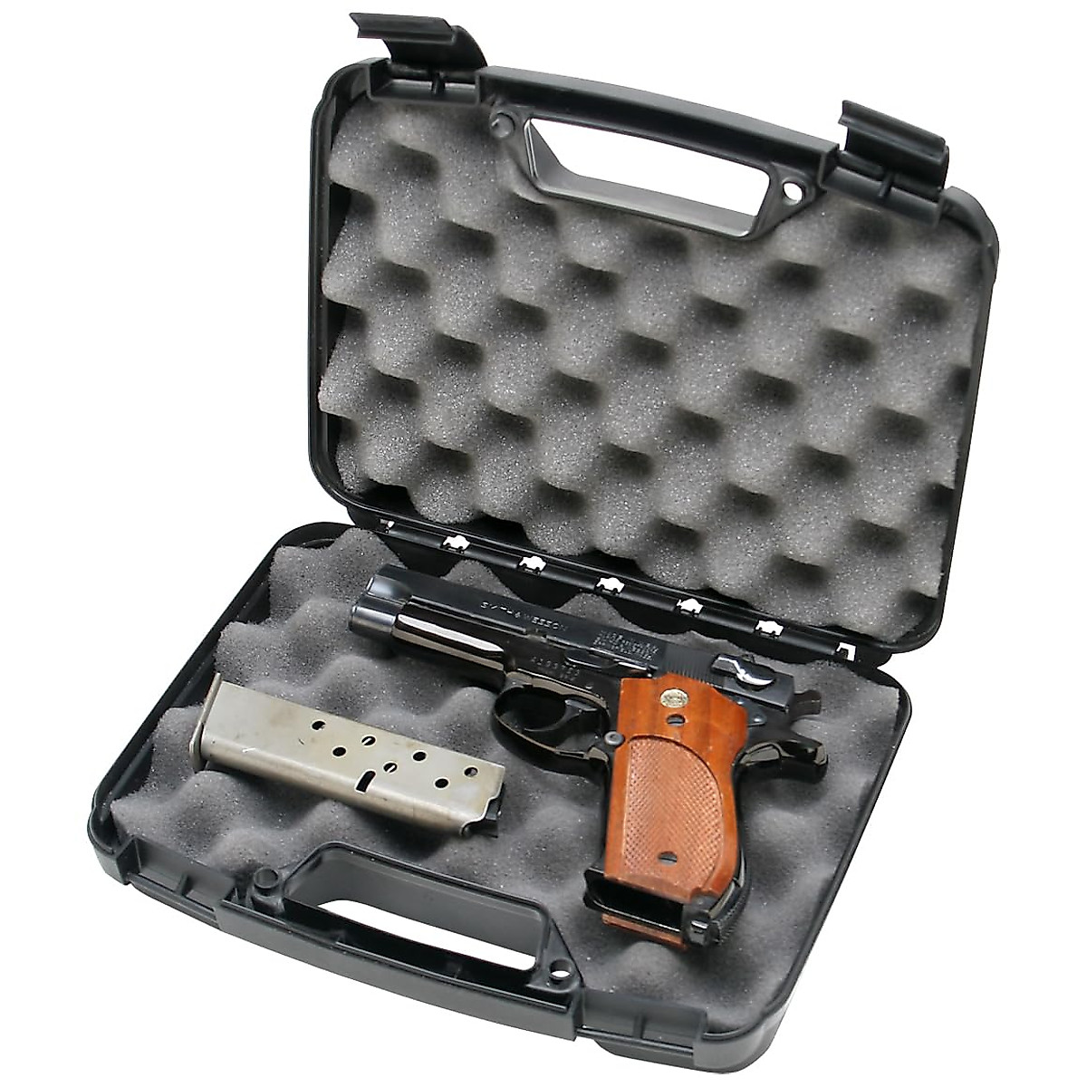 MTM 805-40 Single Pistol Handgun Case up to 4" Revolver Barrel, Black, 10.1"x8.0"x3.2"