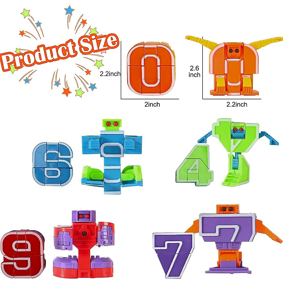 Liberty Imports 15 PCS Number Robots Transforming Toys Set - Math Counting Numerical Transform Robot Figures, Educational STEM Learning Bots for Kids
