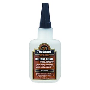 Titebond Instant Bond Medium Adhesive, 5-Second Bond, Home Repair, Woodworking, Crafts, Hairline Cracks, Filling Wood Knots, 4 oz. 6212