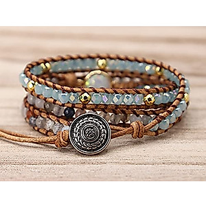 ZOSOJONA Women Wrap Bracelets Boho Natural Stone Jasper Turquoises Strand Bracelet Jewelry Collection (Nature stone)