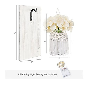 Mkono Mason Jar Sconces Farmhouse Wall Decor Boho Wall Sconces with Macrame Woven Art Decor and Fairy Lights Rustic Flower Mason jar Wall Decor for Kitchen Living Room Dining Room Hallway, Set of 2