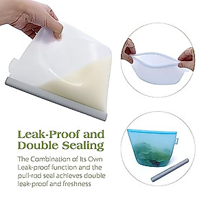 5pcs Silicone Reusable Food Container, 100% Food Grade Reusable Storage Bags with Sealing Strip, Silicone Bags for Food Storage（Different Sizes）