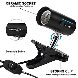 1-Pack Black Dimmable Adjustable Reptile Clamp Heat Lamp Fixture Holder with 3-Pack 30W Sun Basking Spot Lamp, Flexible Clamp Lamp Stand with Clip for Aquarium, Reptiles,Lizard, Turtle, Snake