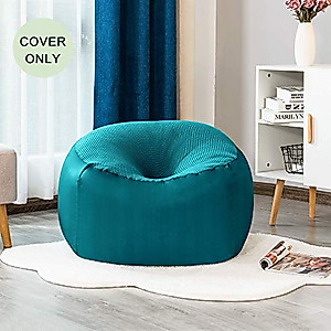 CHUN YI Spandex Bean Bag Chair Cover(No Filler), Stuffable Beanbags for Organizing Children Plush Toys or Memory Foam and Others Extra Large Seat Coat with Zipper(Large 31.5"x31.5"x17.5",Teal)