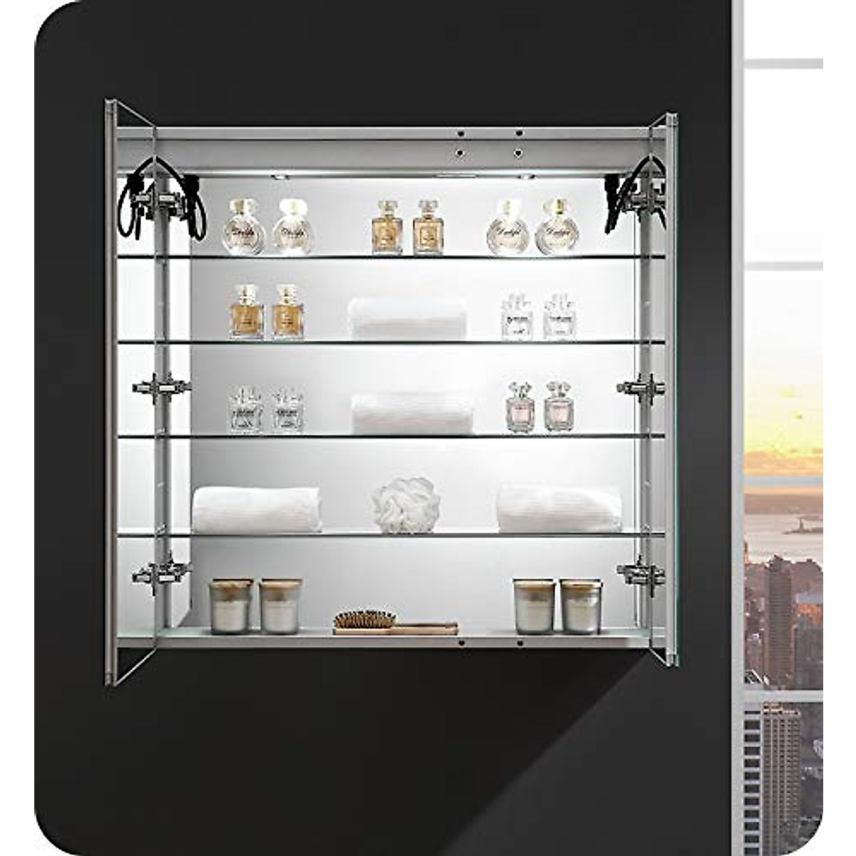 Fresca Tiempo 36" Wide x 36" Tall Bathroom Medicine Cabinet w/LED Lighting & Defogger