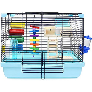 Hamster Cage | Dwarf Hamster Habitat with Exercise Wheel, Water Bottle & Accessories | 18" L x 12.5" W x 13.5" H by GalaPet
