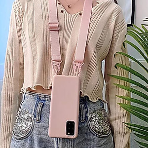 TY-Box Necklace Lanyard Phone Case Cover Compatible with Samsung Galaxy Note 20,Soft Silicone Cell Phone Protective Case with Adjust Shoulder Strap Crossbody Shell Cover (Pink, Note 20)