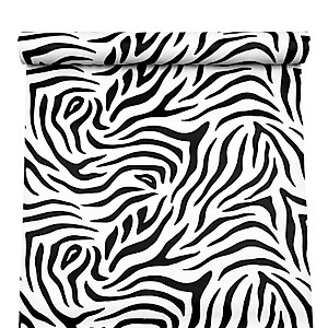 LovingWay Black White Shelf Liner 17.7x177 Inch Zebra Animal Print Drawer Lining Paper Self-Adhesive New Year Home Decorations
